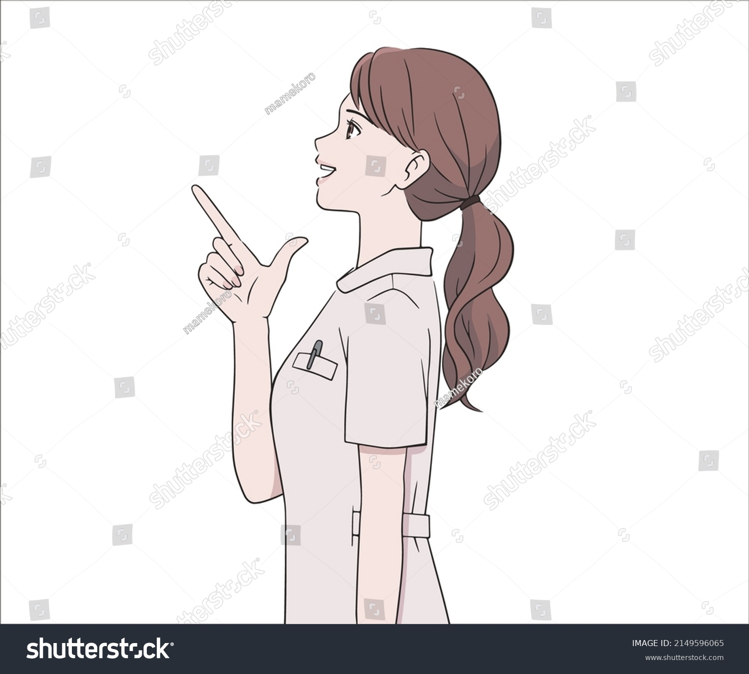 Smiling Nurse Pointing Finger Stock Vector (Royalty Free) 2149596065 ...