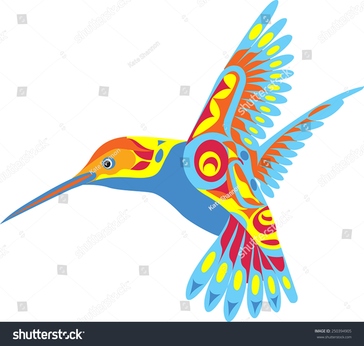 Stylized Hummingbird Stock Vector (Royalty Free) 250394905