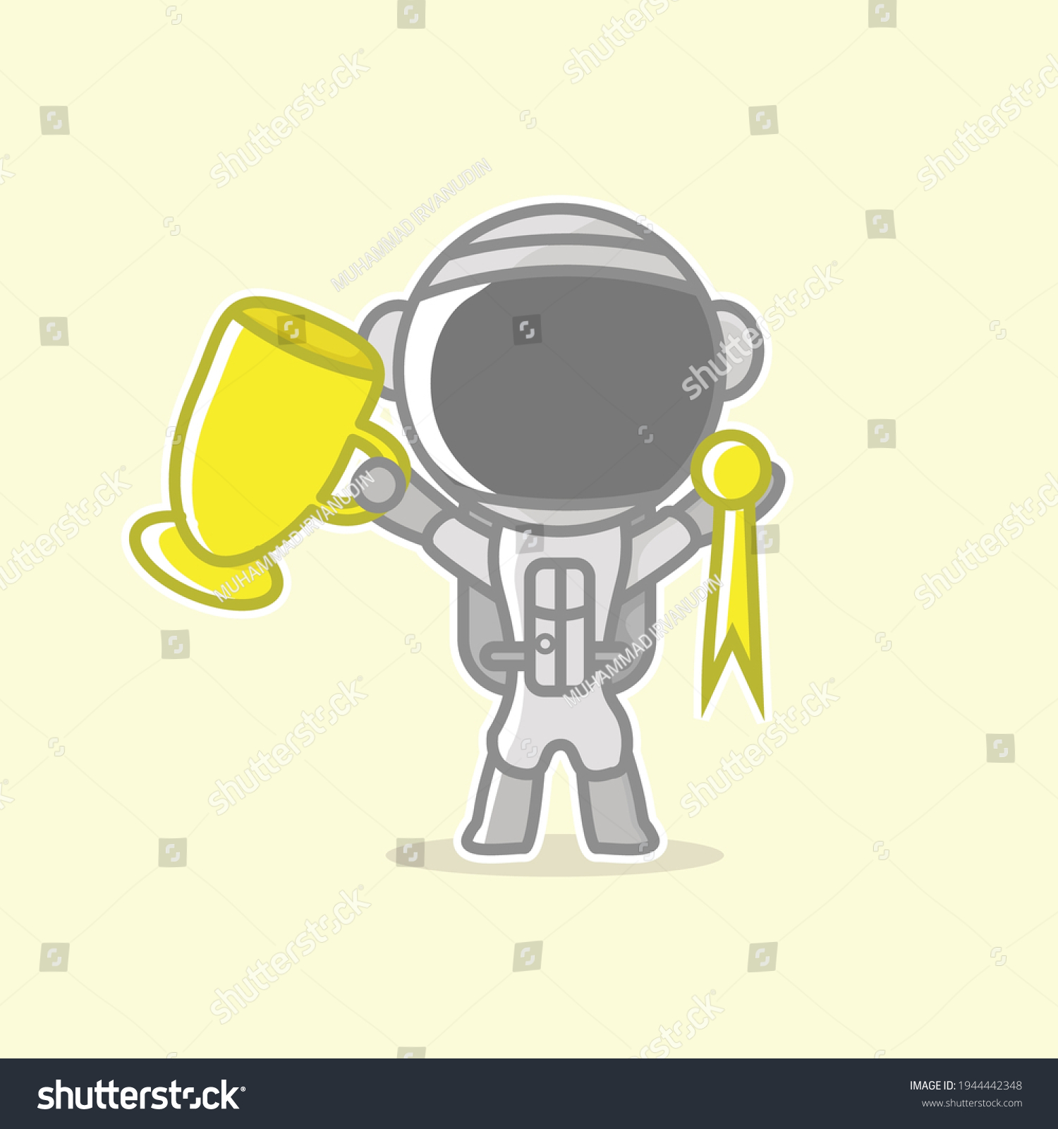 Successful Astronaut Gets Trophy Stock Vector (Royalty Free) 1944442348 ...