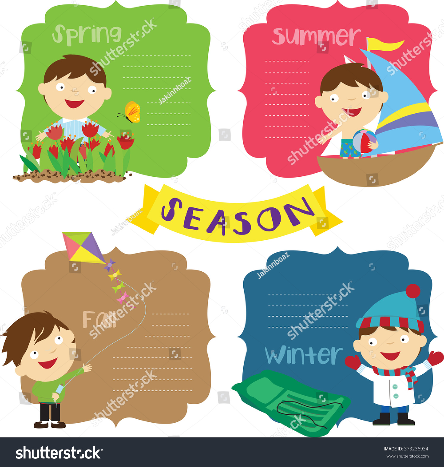 Template All Four Seasons Stock Vector (Royalty Free) 373236934