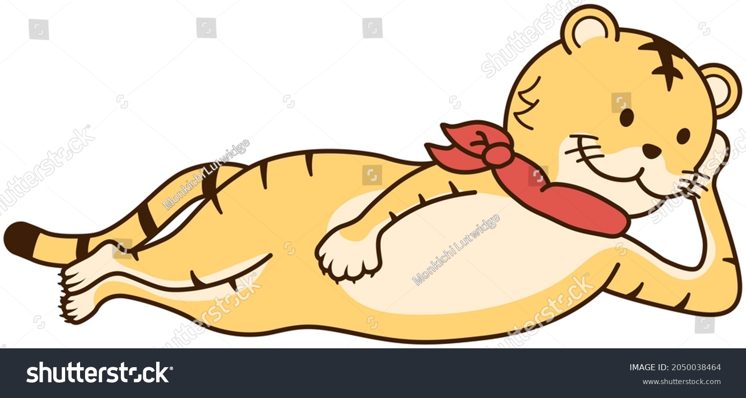 Tiger Character Lying Down Vector Illustration Stock Vector (Royalty ...