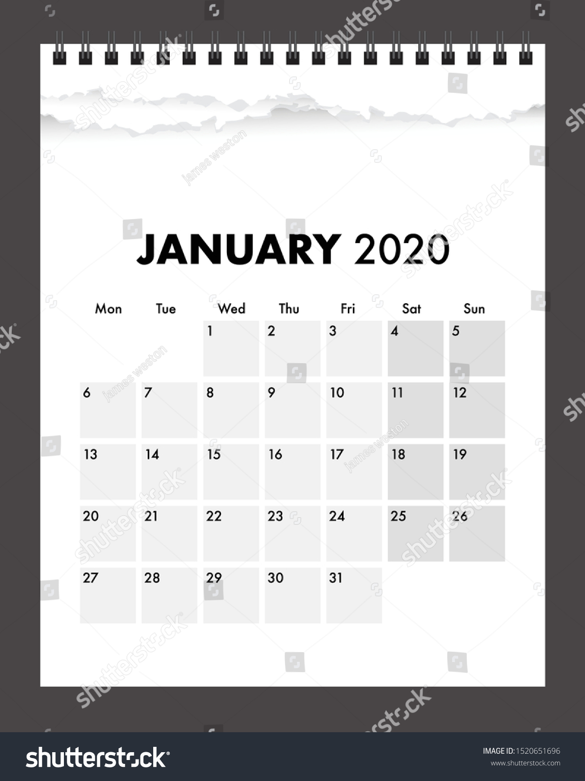 2020 Torn Calendar Paper Stock Vector (Royalty Free) 1520651696