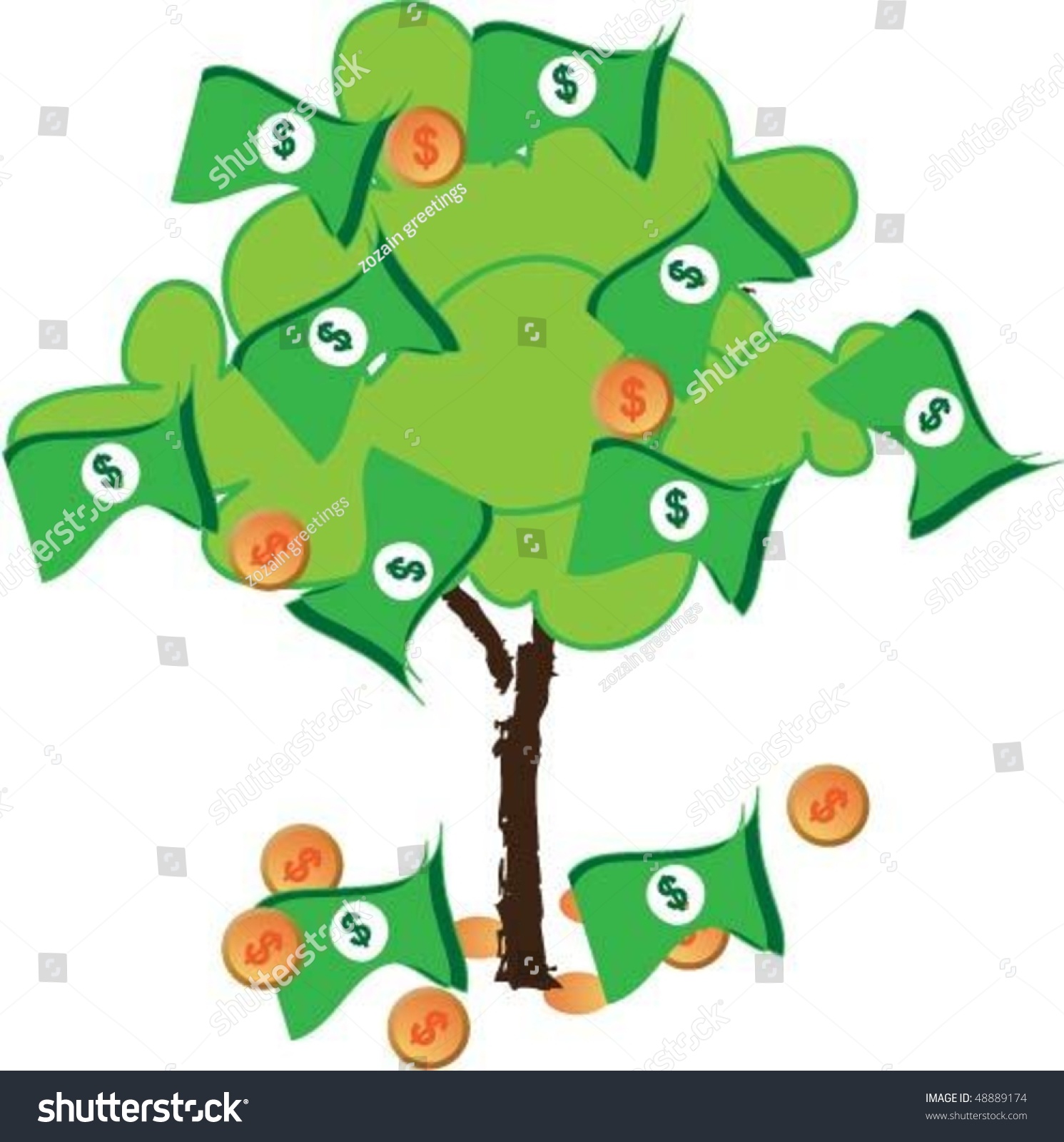Tree Growing Money Stock Vector (Royalty Free) 48889174