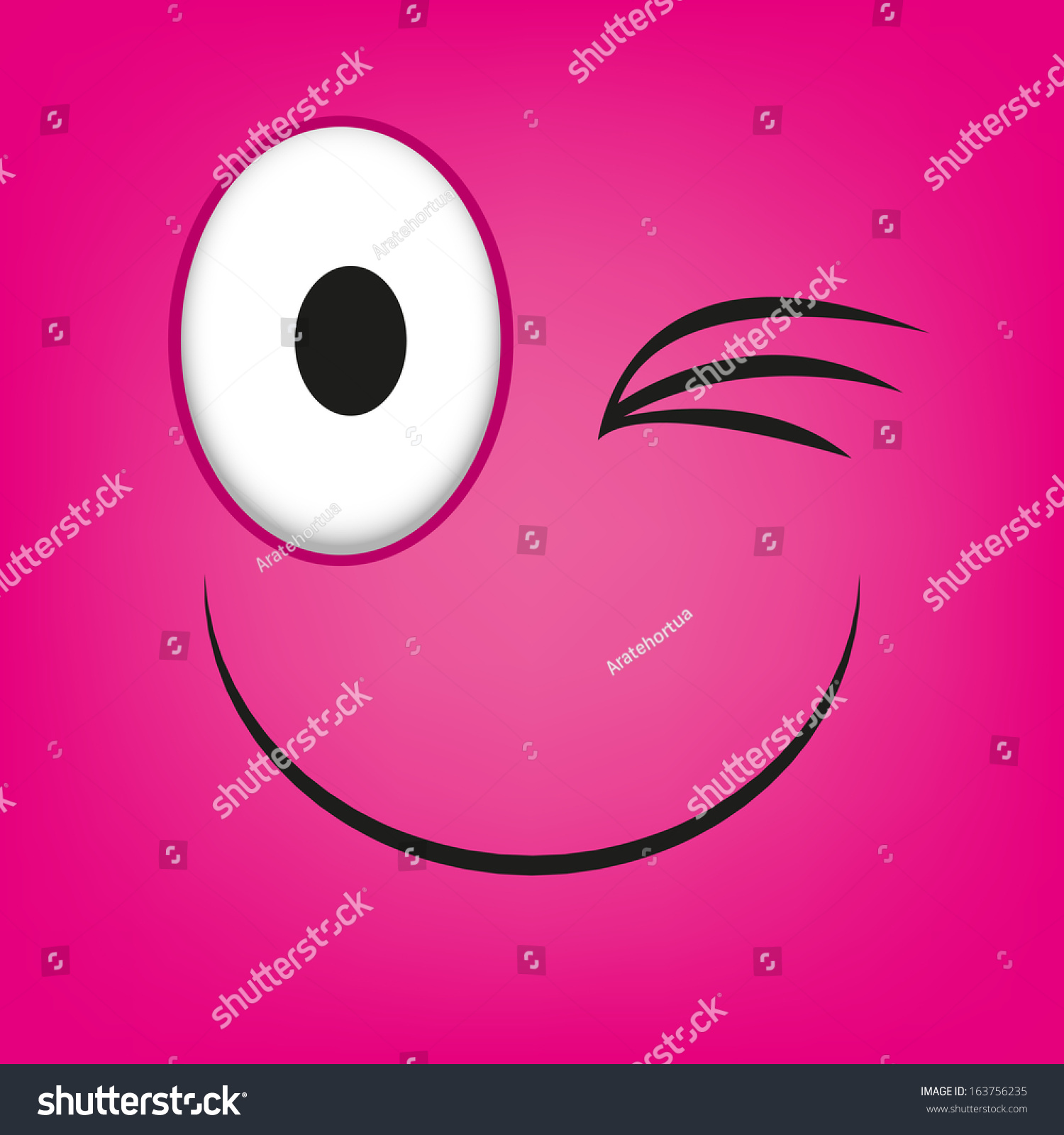 Vector Cute Cartoon Pink Winking Face Stock Vector (Royalty Free) 163756235