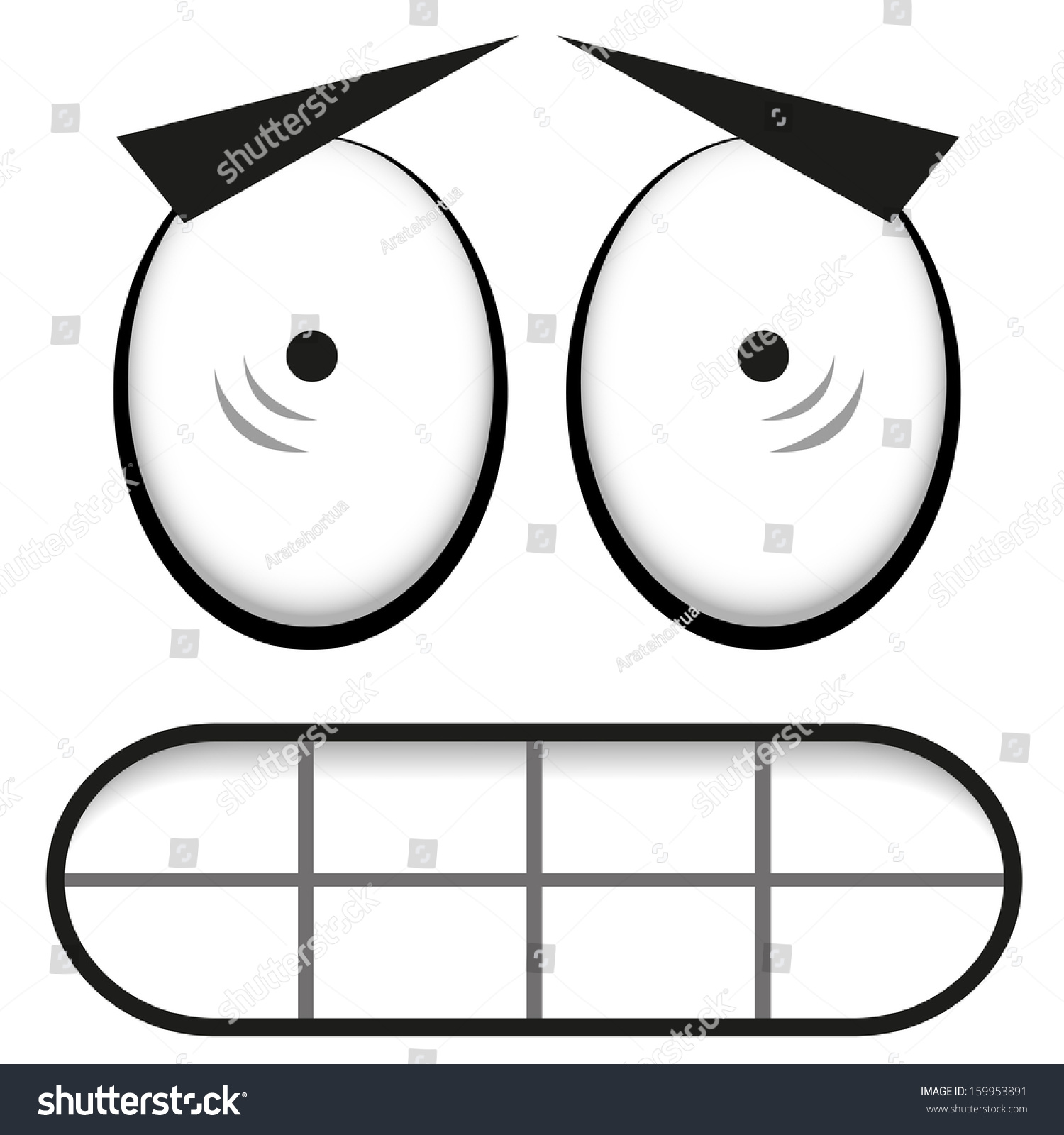 Vector Cute Cartoon White Scared Face: vector de stock (libre de ...