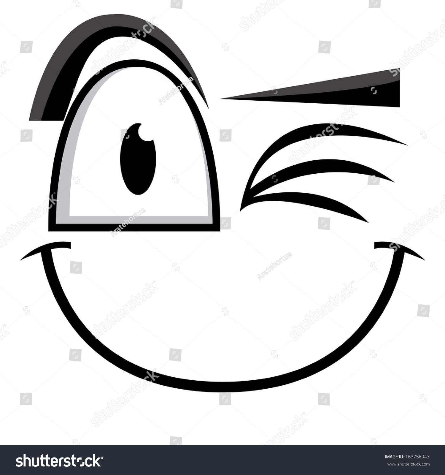 Vector Cute Cartoon White Winking Face Stock Vector 163756943 ...