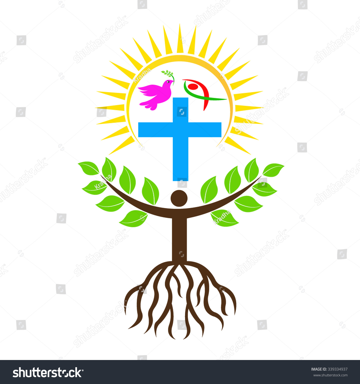 Vector Drawing Represents People Tree Cross: vector de stock (libre de ...