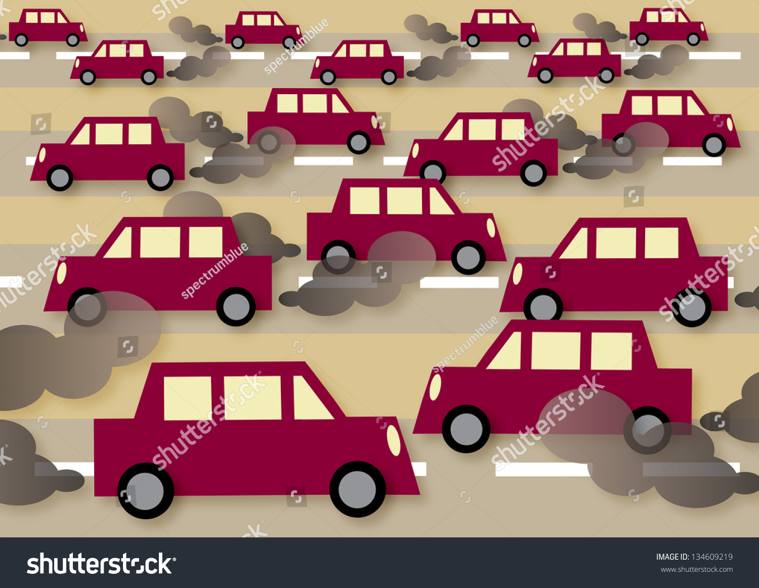 Vector Illustration About Traffic Commuting Pollution 库存矢量图（免版税 ...