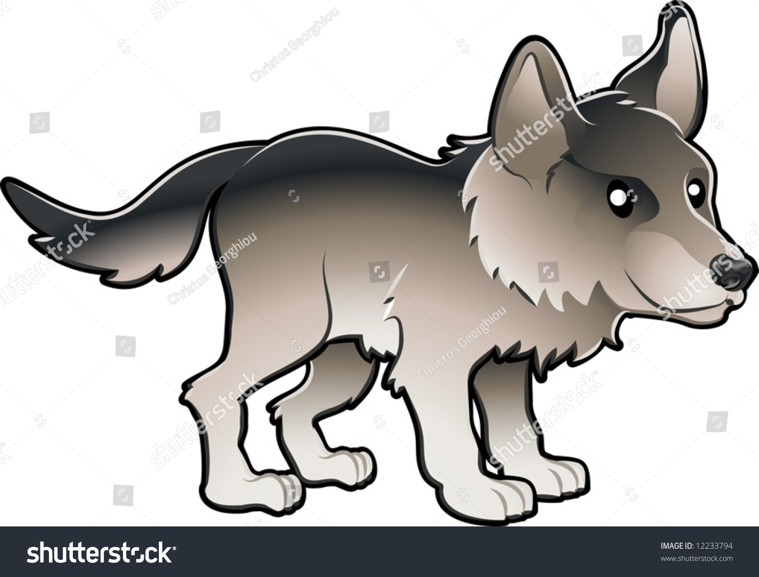 Vector Illustration Cute Friendly Wolf: vector de stock (libre de ...