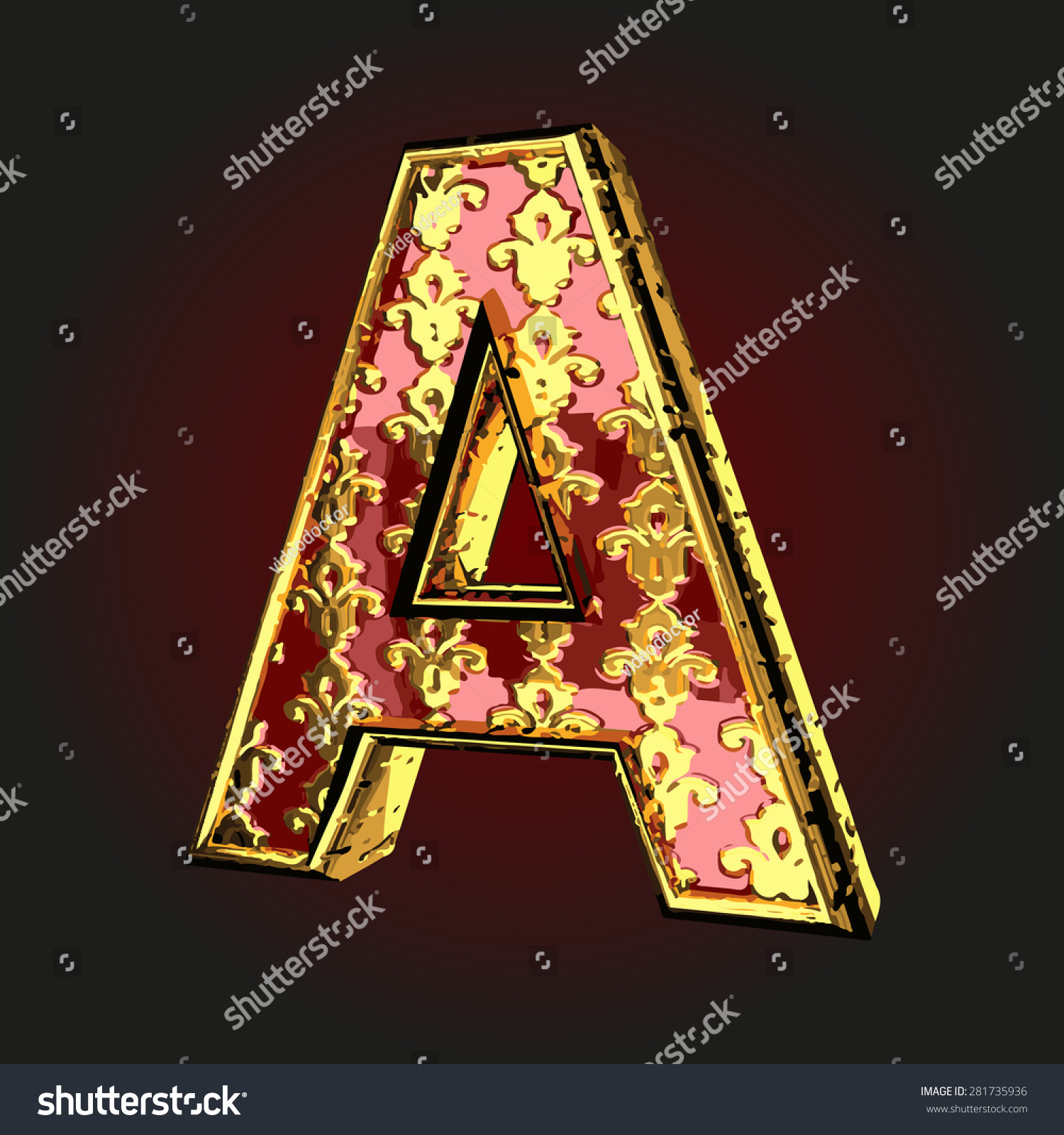 Vector Red Letter Gold Stock Vector (Royalty Free) 281735936