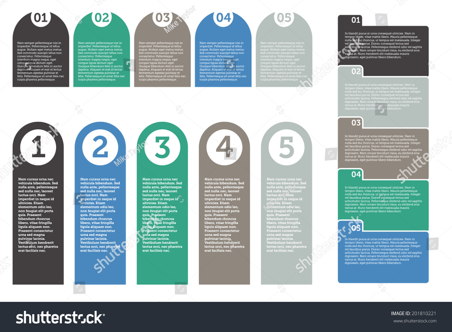 Vector Set Five Numbered Tabs Stock Vector (Royalty Free) 201810221 ...