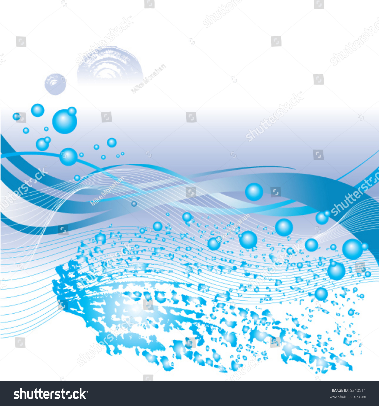 Wavy Bubble Underwater Abstract Background Seashells: vector de stock ...