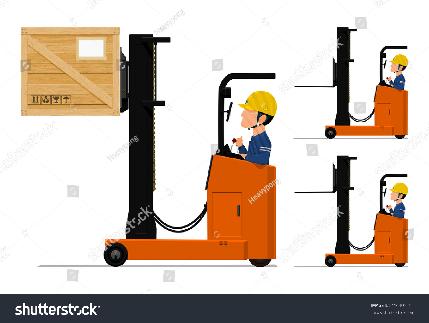Worker Driving Loader Machine On Transparent Stock Vector (Royalty Free ...