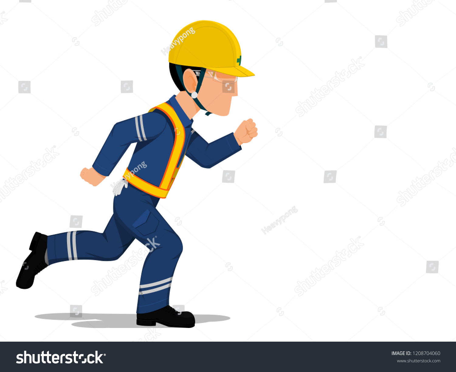 Worker Running On Transparent Background Stock Vector (Royalty Free ...