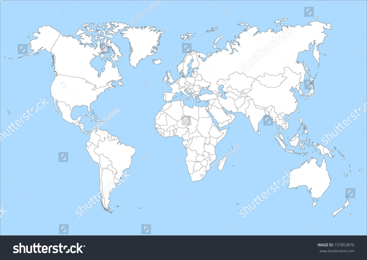 Un mapa mundial en blanco.: vector de stock (libre de regalías) 157853876