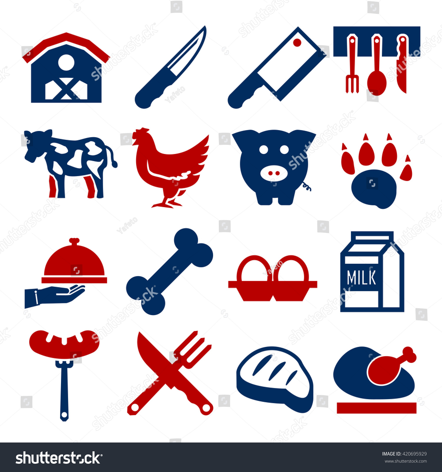Abattoir Butcher Icon Set Stock Vector (Royalty Free) 420695929