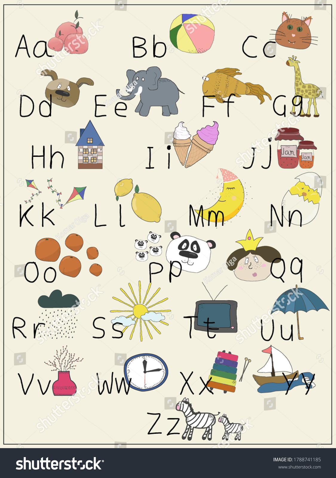 Abc Animals Various Objects Vector Illustration Stock Vector (Royalty ...