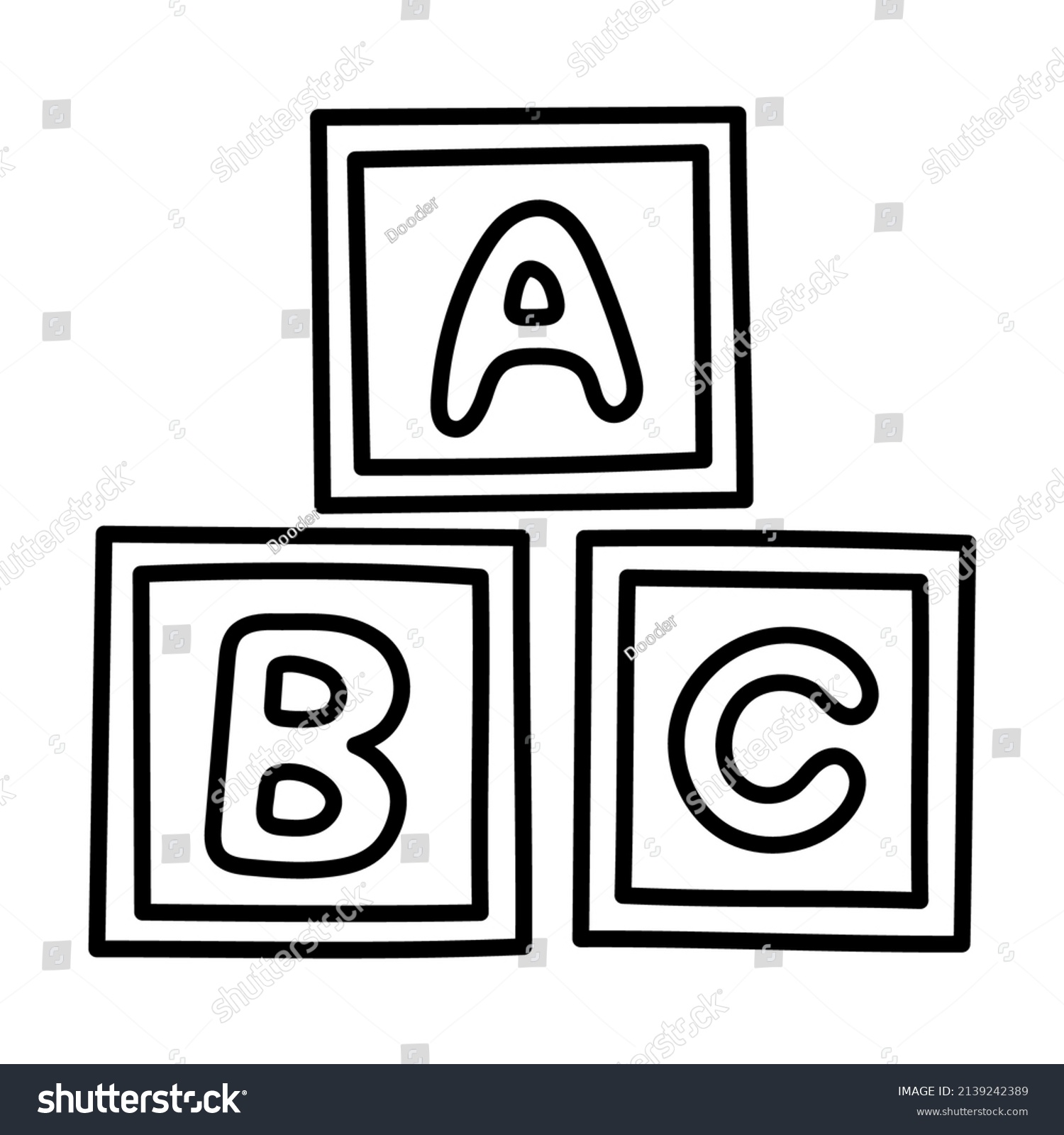 Abc Block Hand Drawn Doodle Kid Stock Vector (Royalty Free) 2139242389 ...