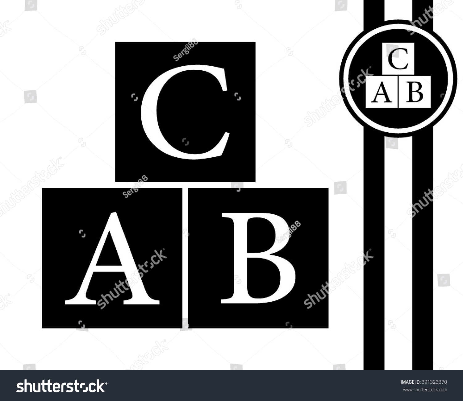 Abc Blocks Black White Vector Icon Stock Vector (Royalty Free ...