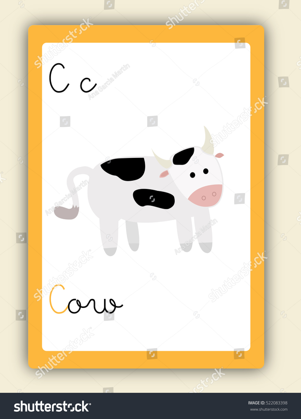 Abc Card Letter C Word Picture Stock Vector (Royalty Free) 522083398 ...