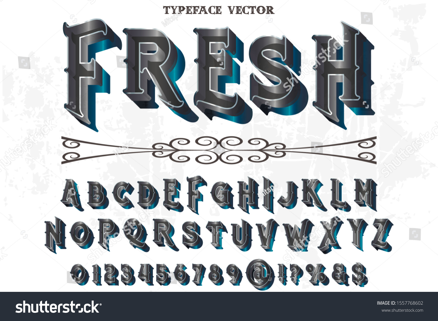Abc Font Alphabet Script Typefaceshadow Effectvintage Stock Vector ...