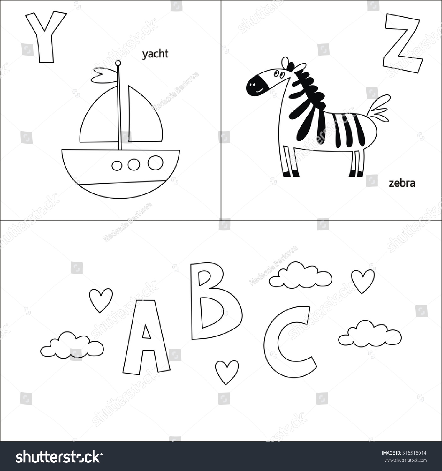 Abc Vector Coloring Page Kids Stock Vector (Royalty Free) 316518014