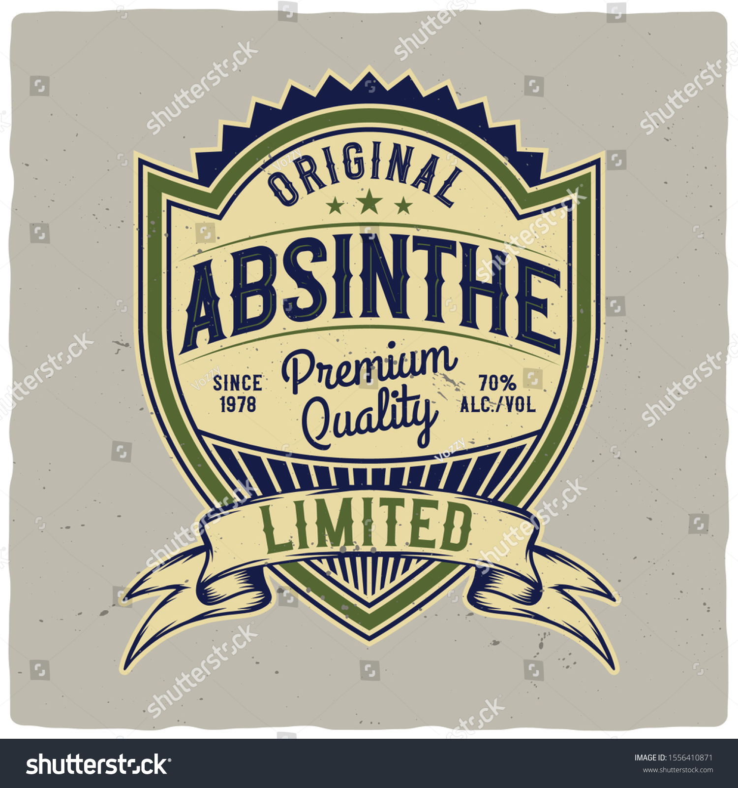 Absinthe Label Design Lettering Composition Stock Vector (Royalty Free ...