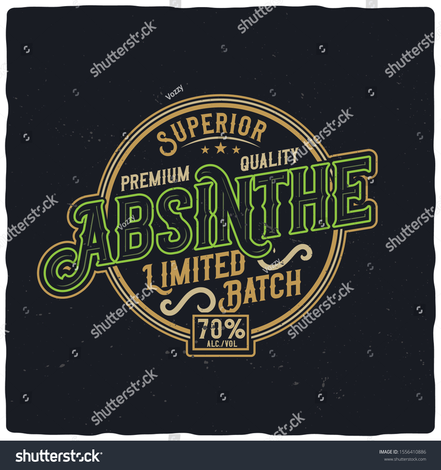 Absinthe Label Design Lettering Composition: vector de stock (libre de ...
