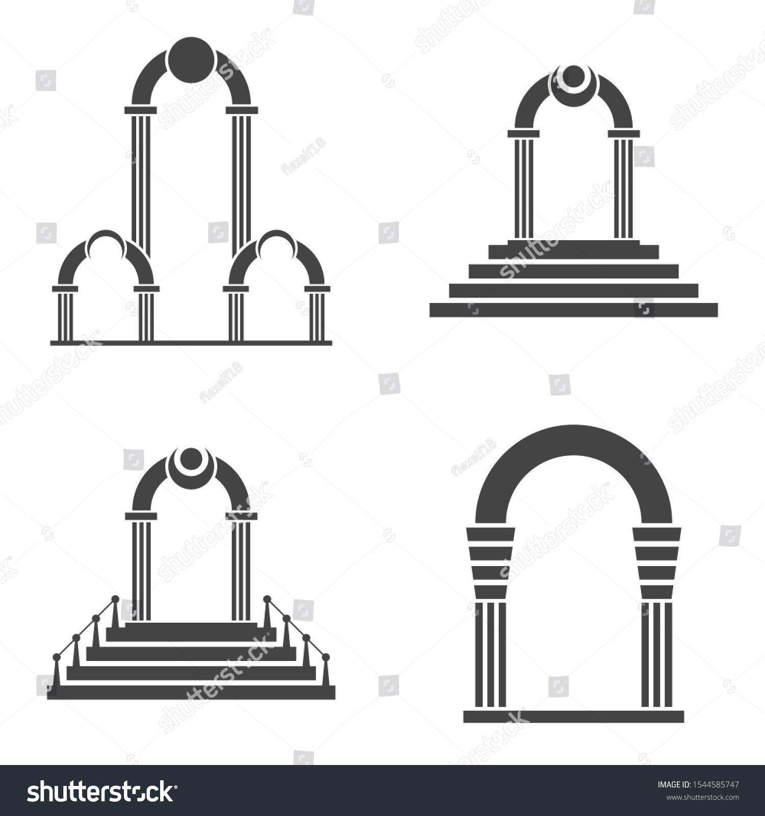 Abstract Arch Icon Set Black Arch Stock Vector (Royalty Free) 1544585747