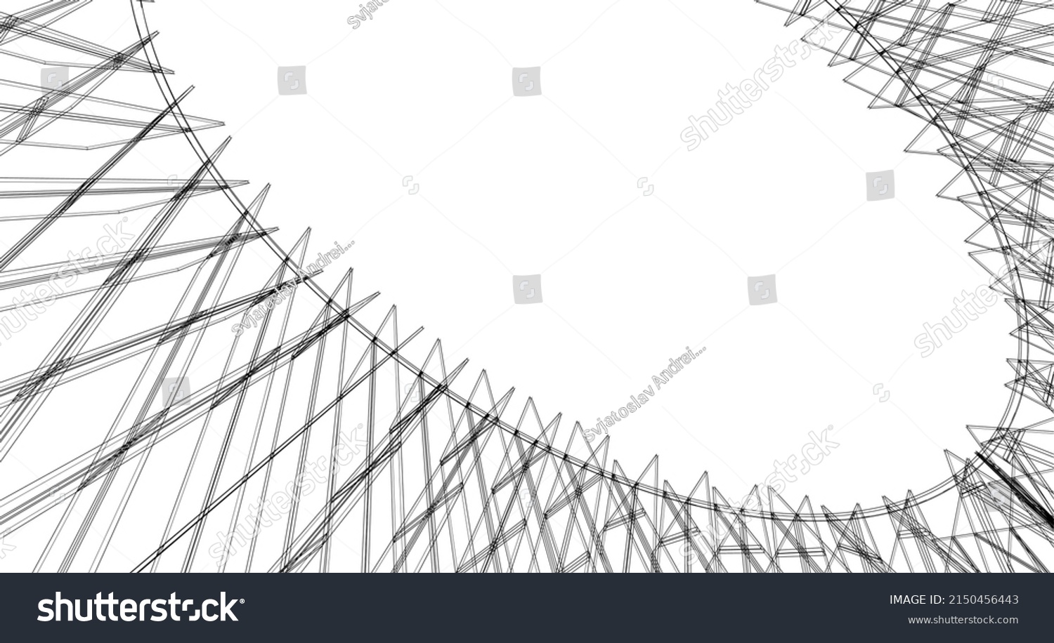 Abstract Architecture Cylindrical Tower 3d Rendering Stock Vector ...