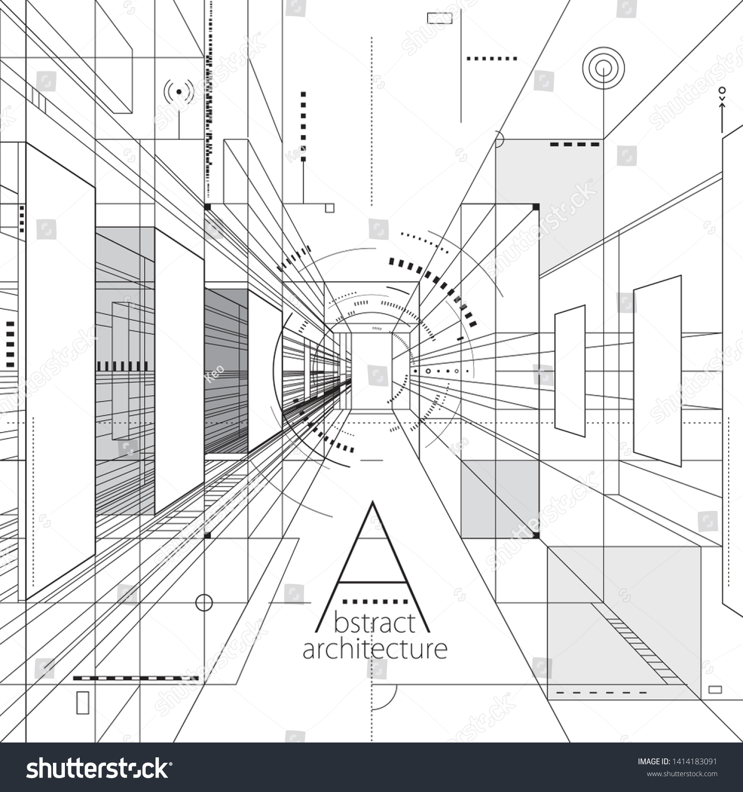 Abstract Architecture Perspective 3d Illustration Background Stock ...