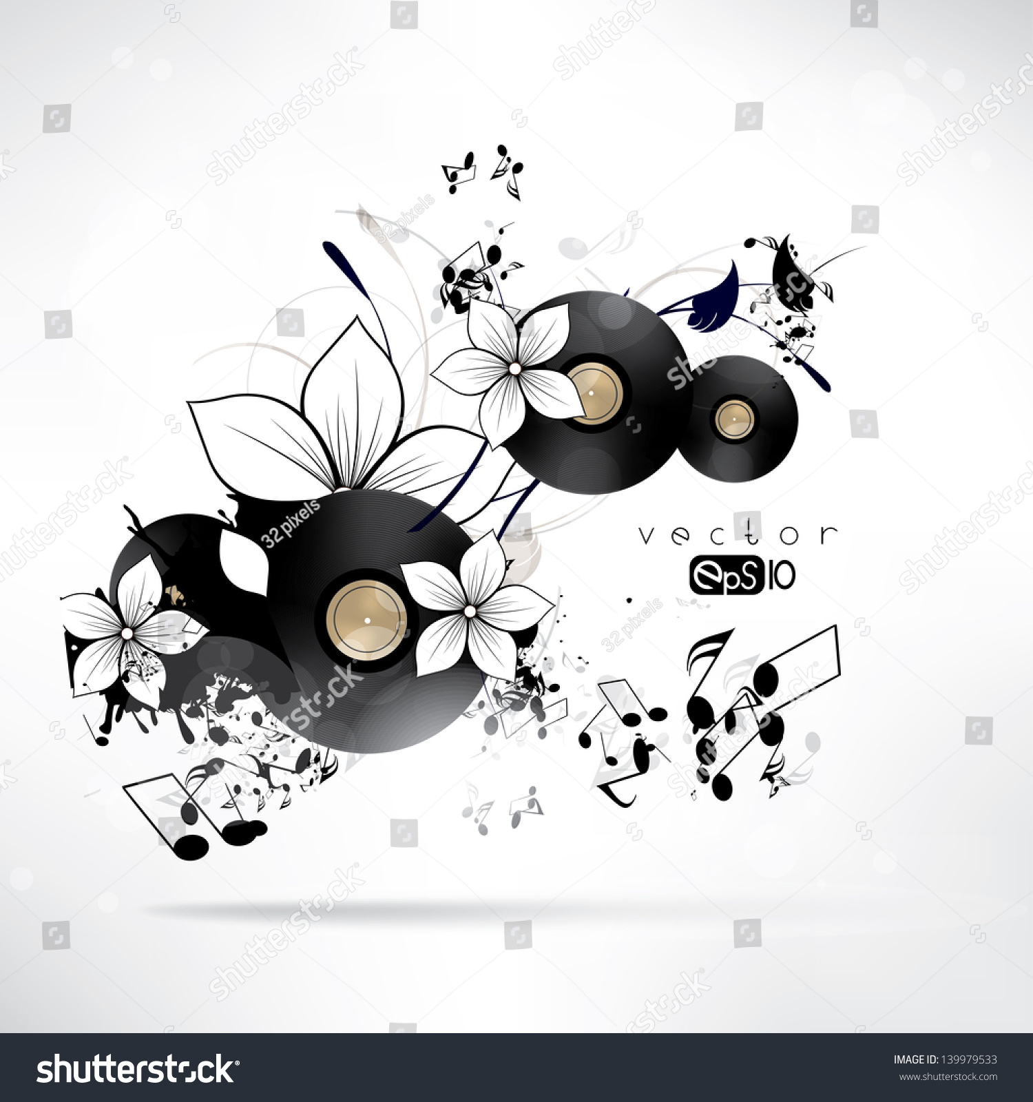 Abstract Background Notes Floral Elements Stock Vector (Royalty Free ...