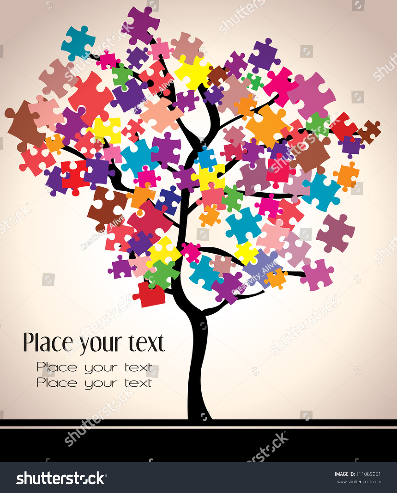 Abstract Beautiful Tree Design Puzzles Stock Vector 111089951 ...