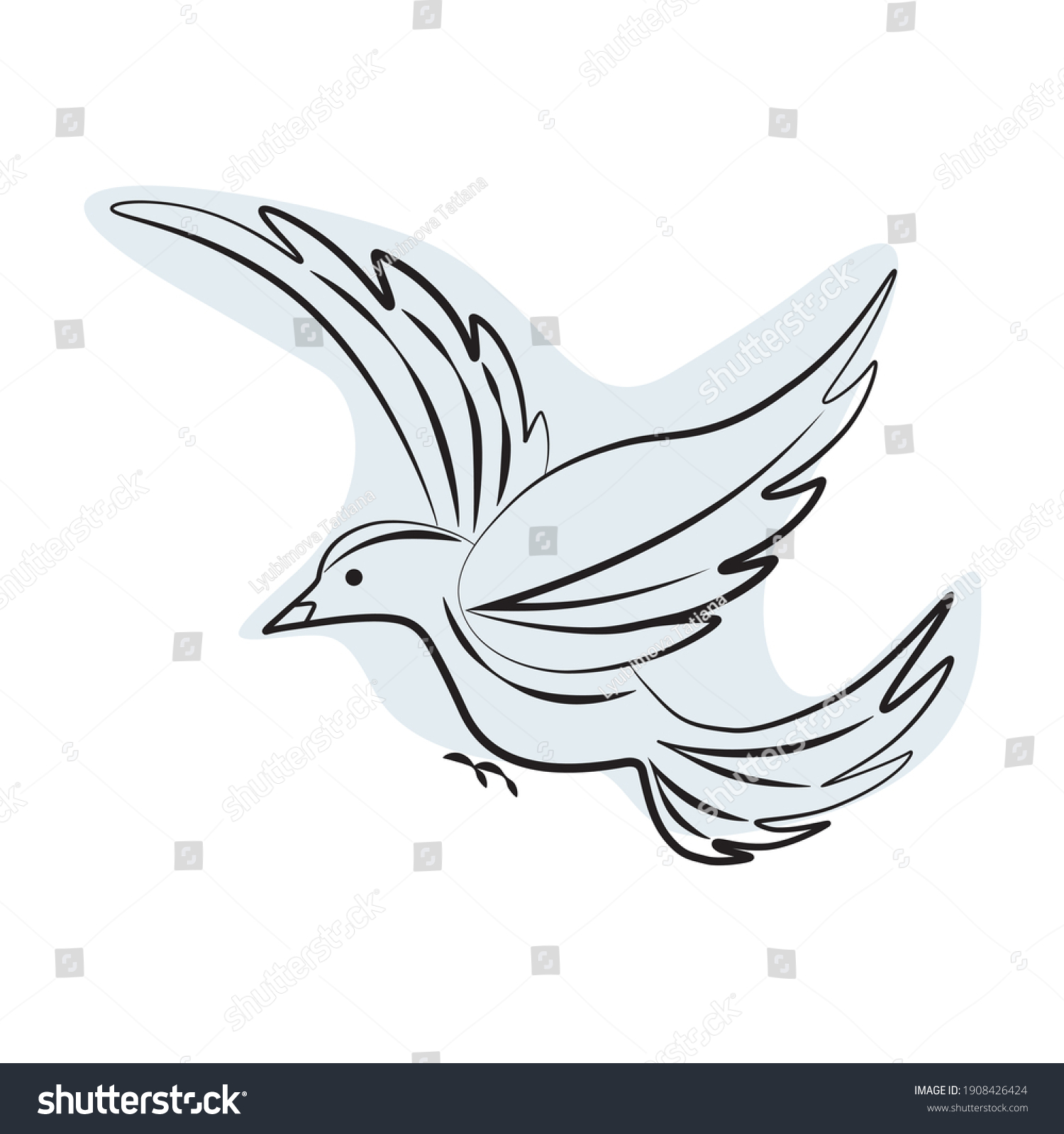 Abstract Bird Flight Line Drawing Vector: เวกเตอร์สต็อก (ปลอดค่า ...