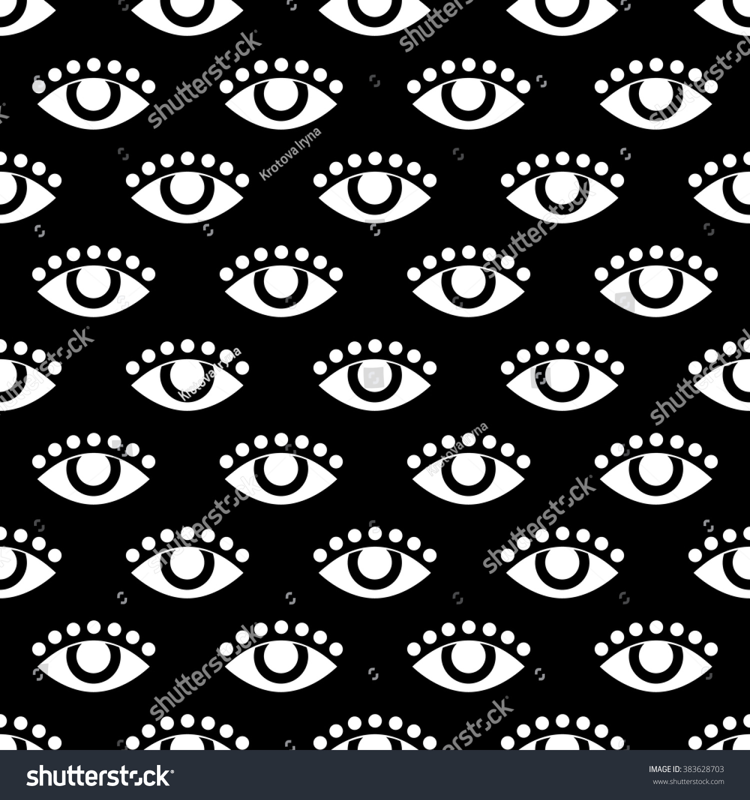 Abstract Black Seamless Pattern White Eye Stock Vector (Royalty Free ...