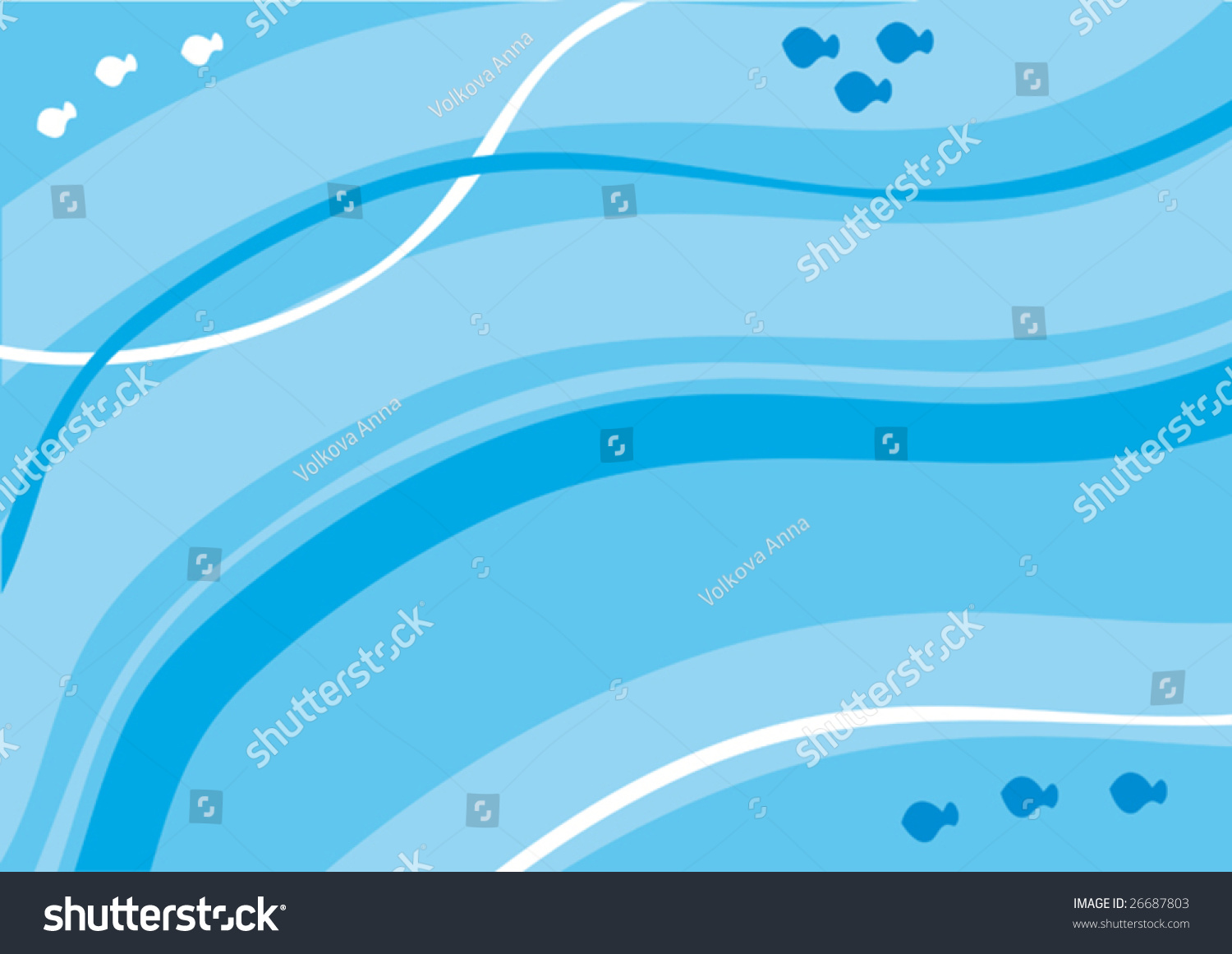 Abstract Blue Background With Fish. Vector Illustration. - 26687803 ...