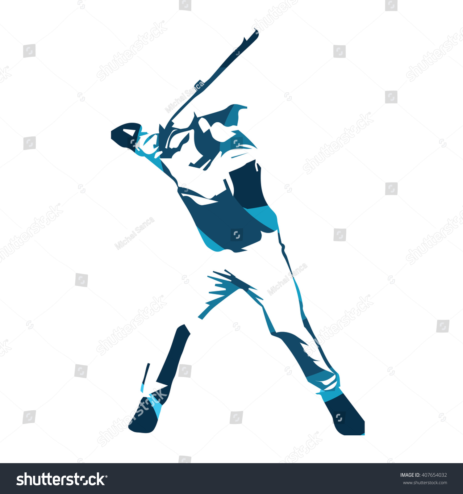 Abstract Blue Baseball Player Vector Isolated Stock Vector (Royalty ...