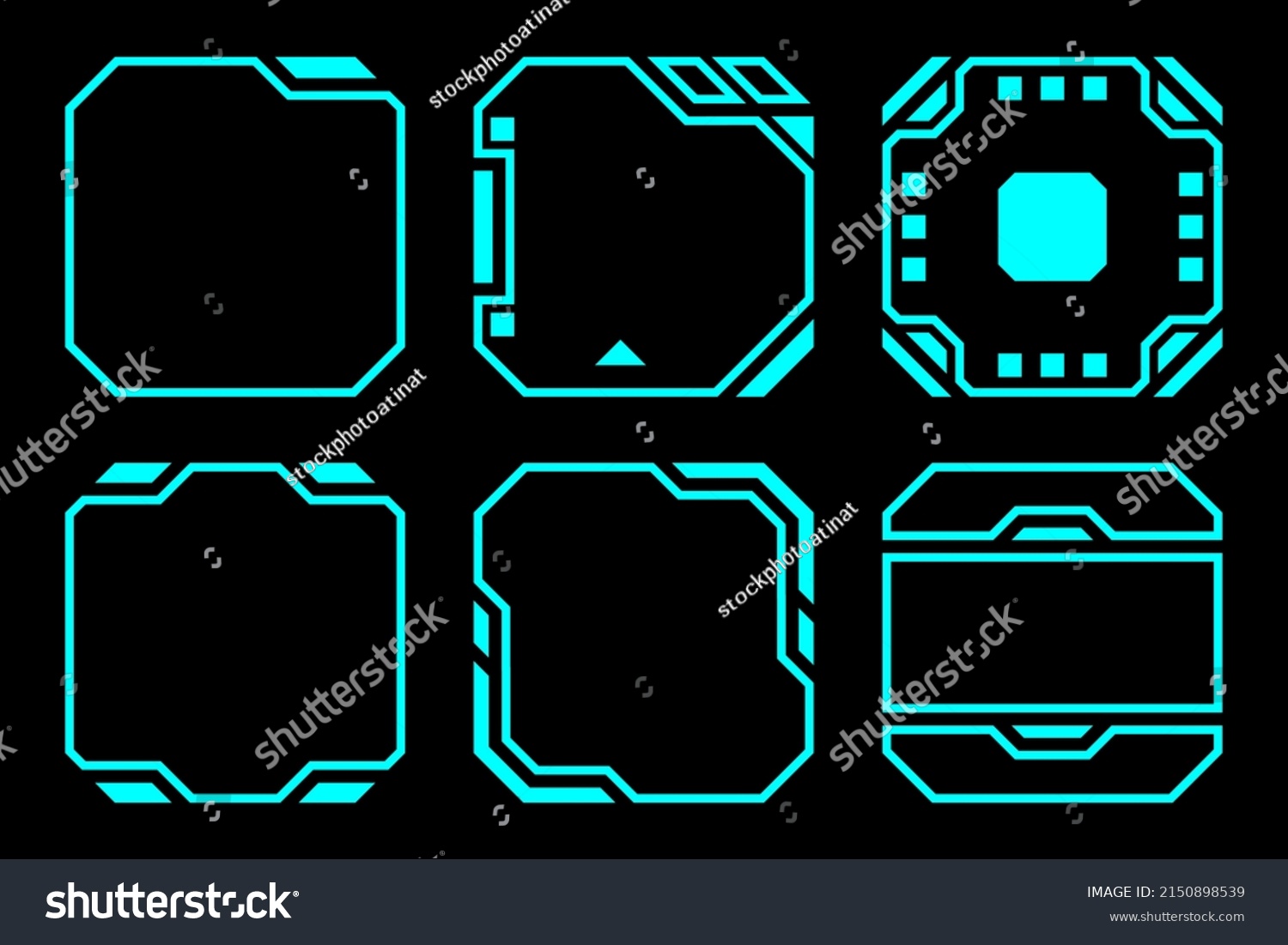 Abstract Blue Geometric Shape Outline Frame Stock Vector (Royalty Free ...