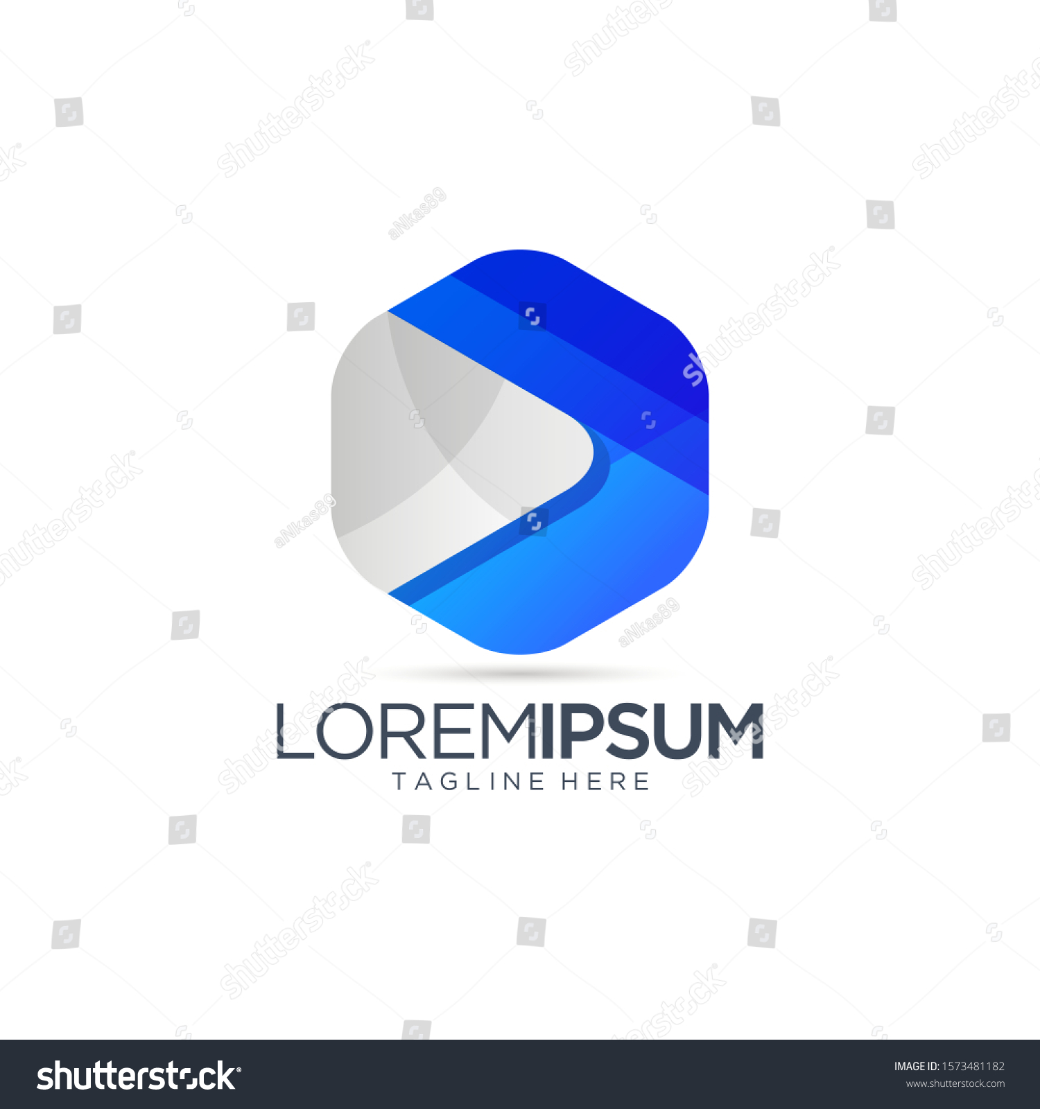 Abstract Blue Hexagon Logo Vector Template Stock Vector (Royalty Free ...