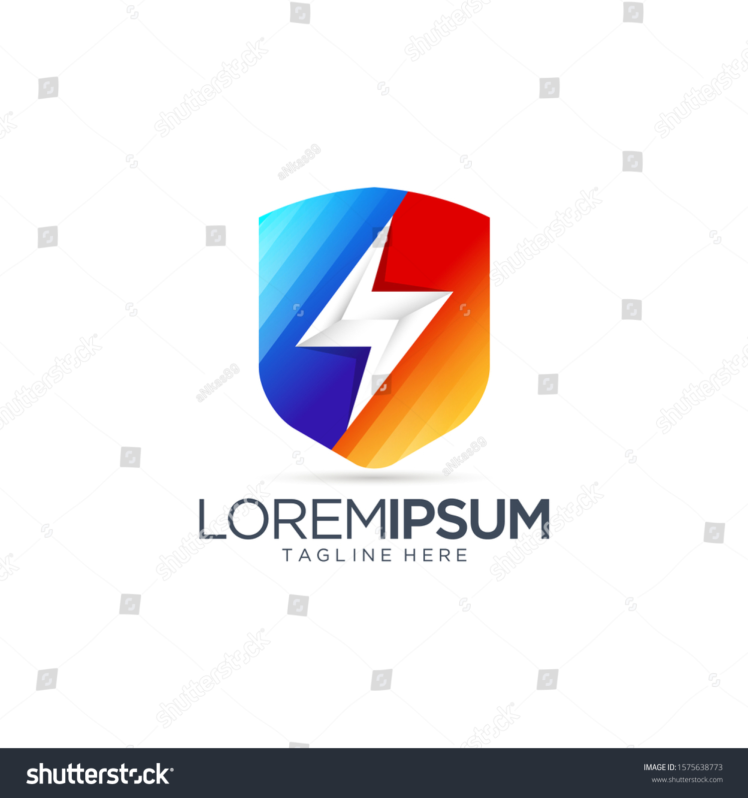 Abstract Blue Shield Lightning Logo Vector Stock Vector (Royalty Free ...