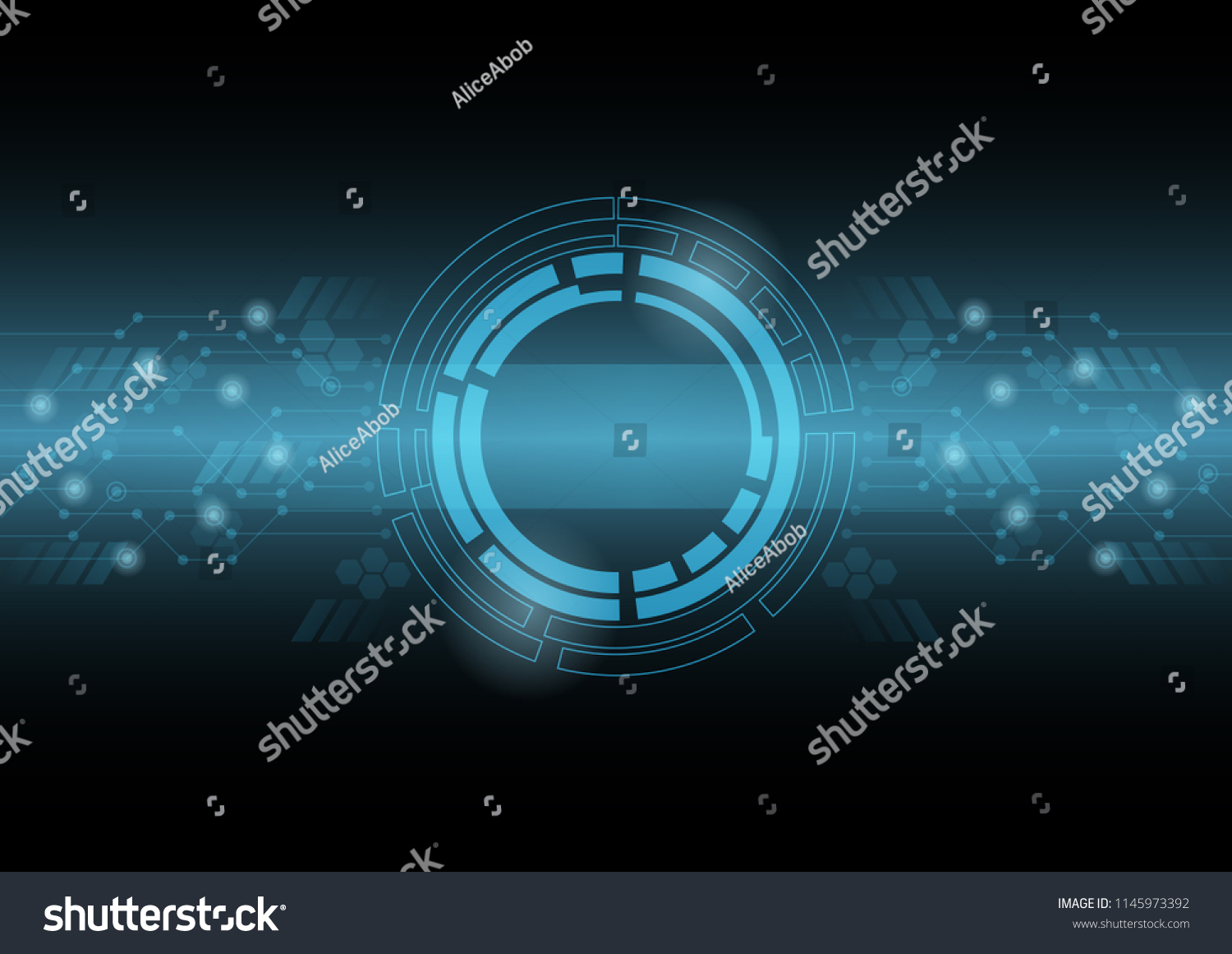 Abstract Blue Technology Background Circle Tech: เวกเตอร์สต็อก (ปลอดค่า ...