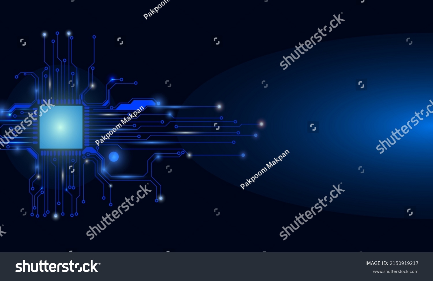 Abstract Blue Technology Cpu Chip Processor Stock Vector (Royalty Free ...