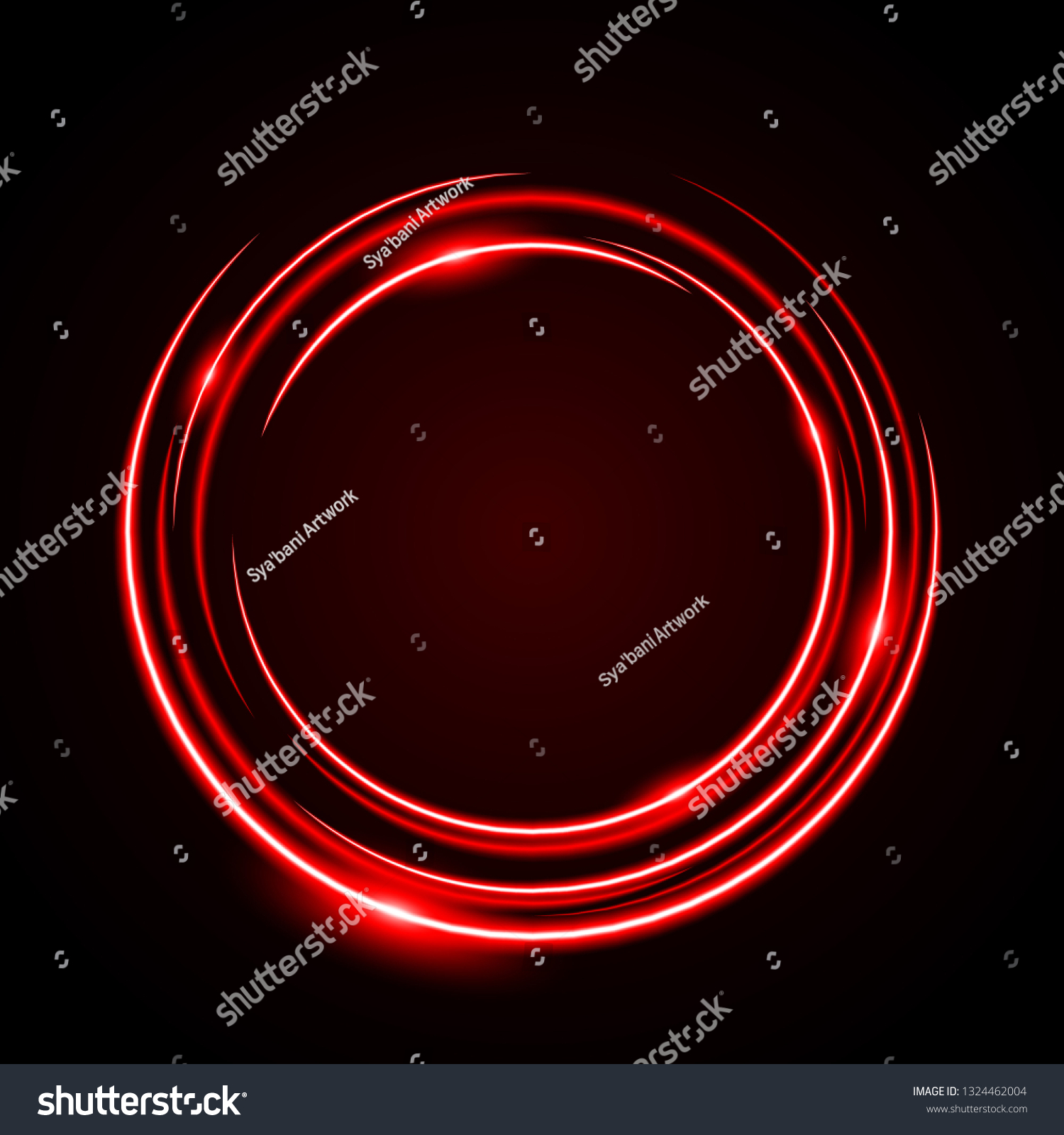 Abstract Circle Neon Light Red Frame Stock Vector (Royalty Free ...