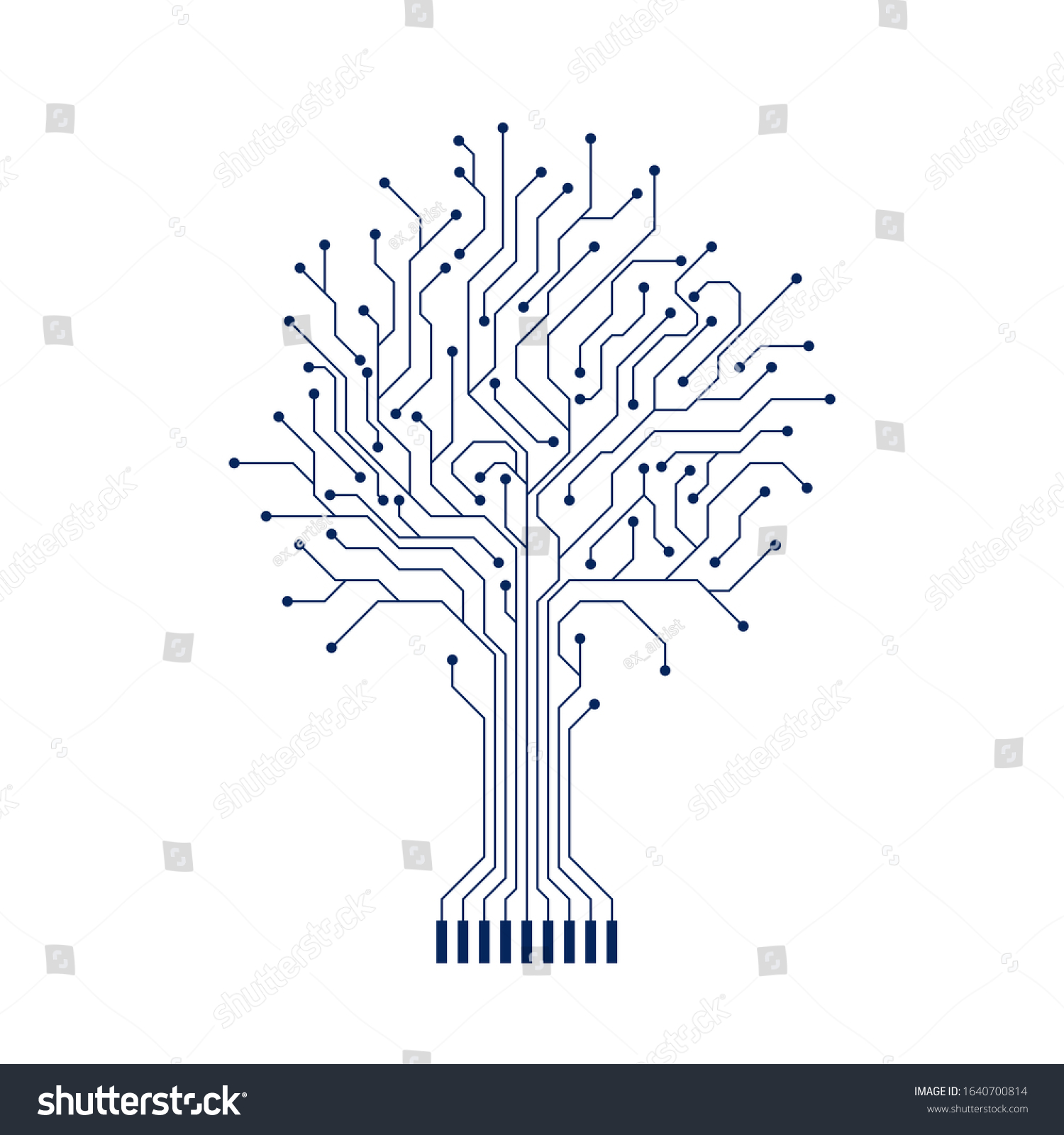 Abstract Circuit Tree Silhouette Computer Engineering Stock Vector ...