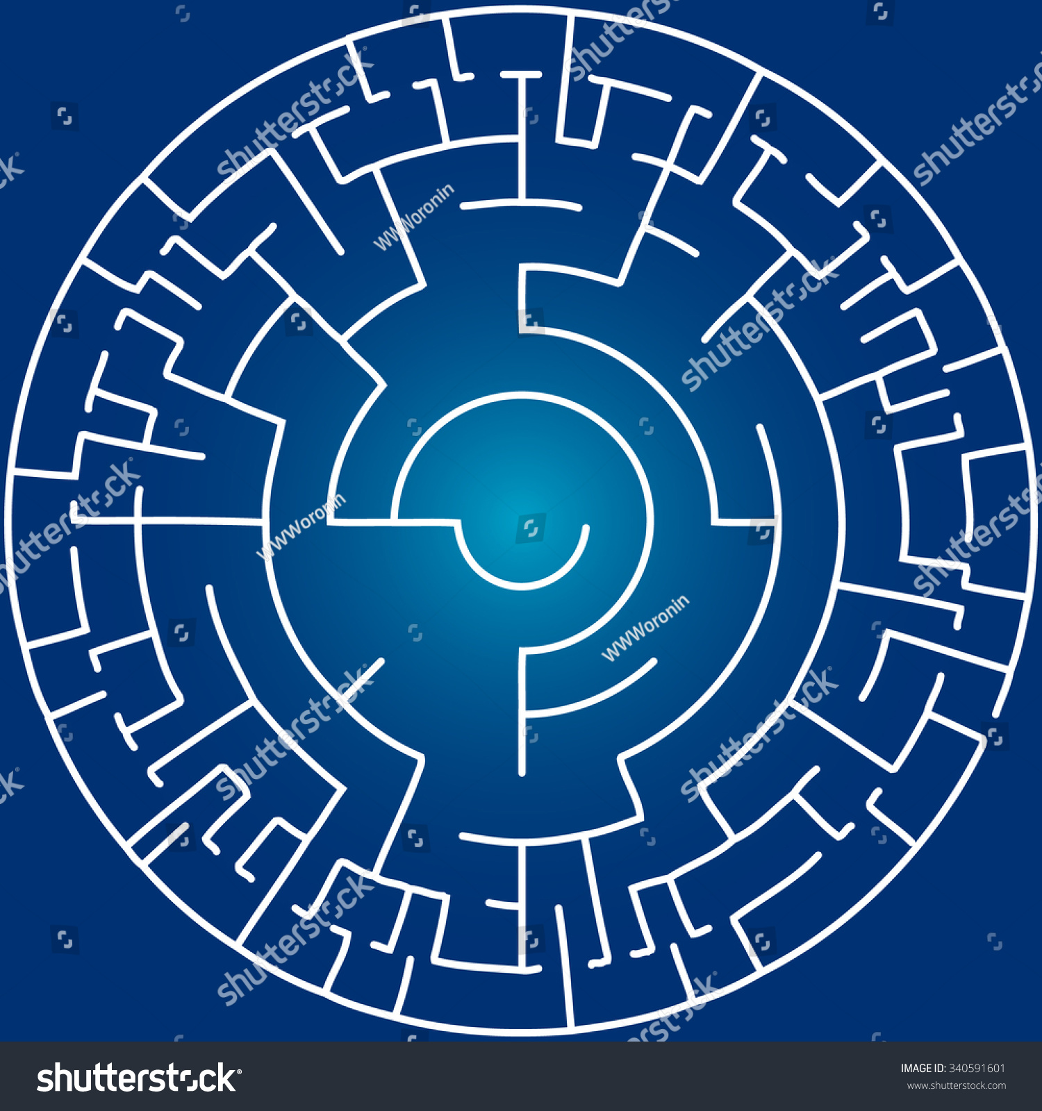 Abstract Circular Maze Against Blue Background Stock Vector (Royalty ...