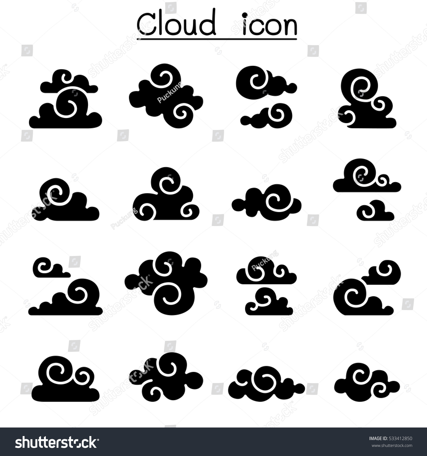 Vektor Stok Awan Abstrak, Awan Cina, dekorasi awan, (Tanpa Royalti ...