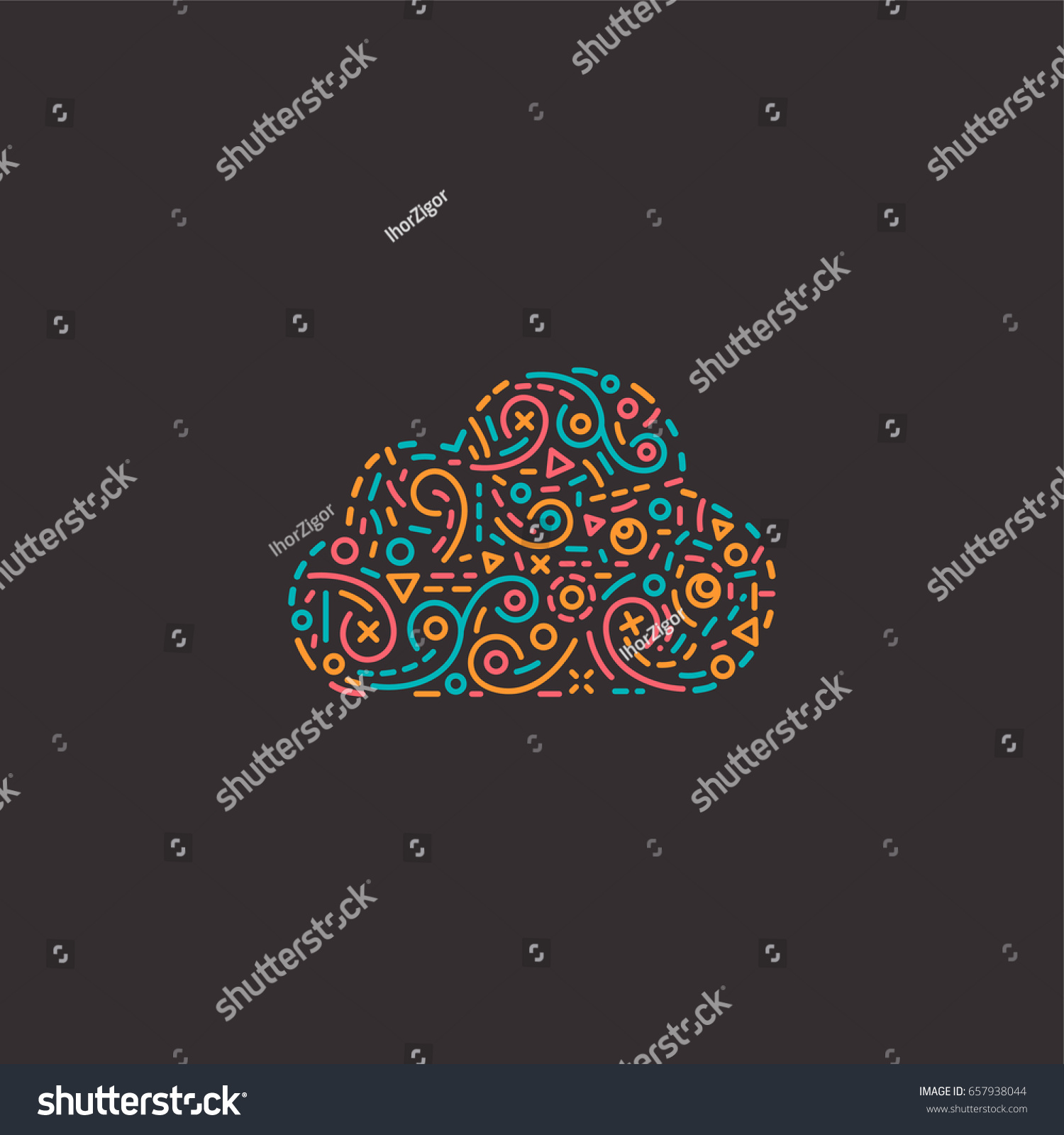 Abstract Cloud Design Template Line Style Stock Vector (Royalty Free ...