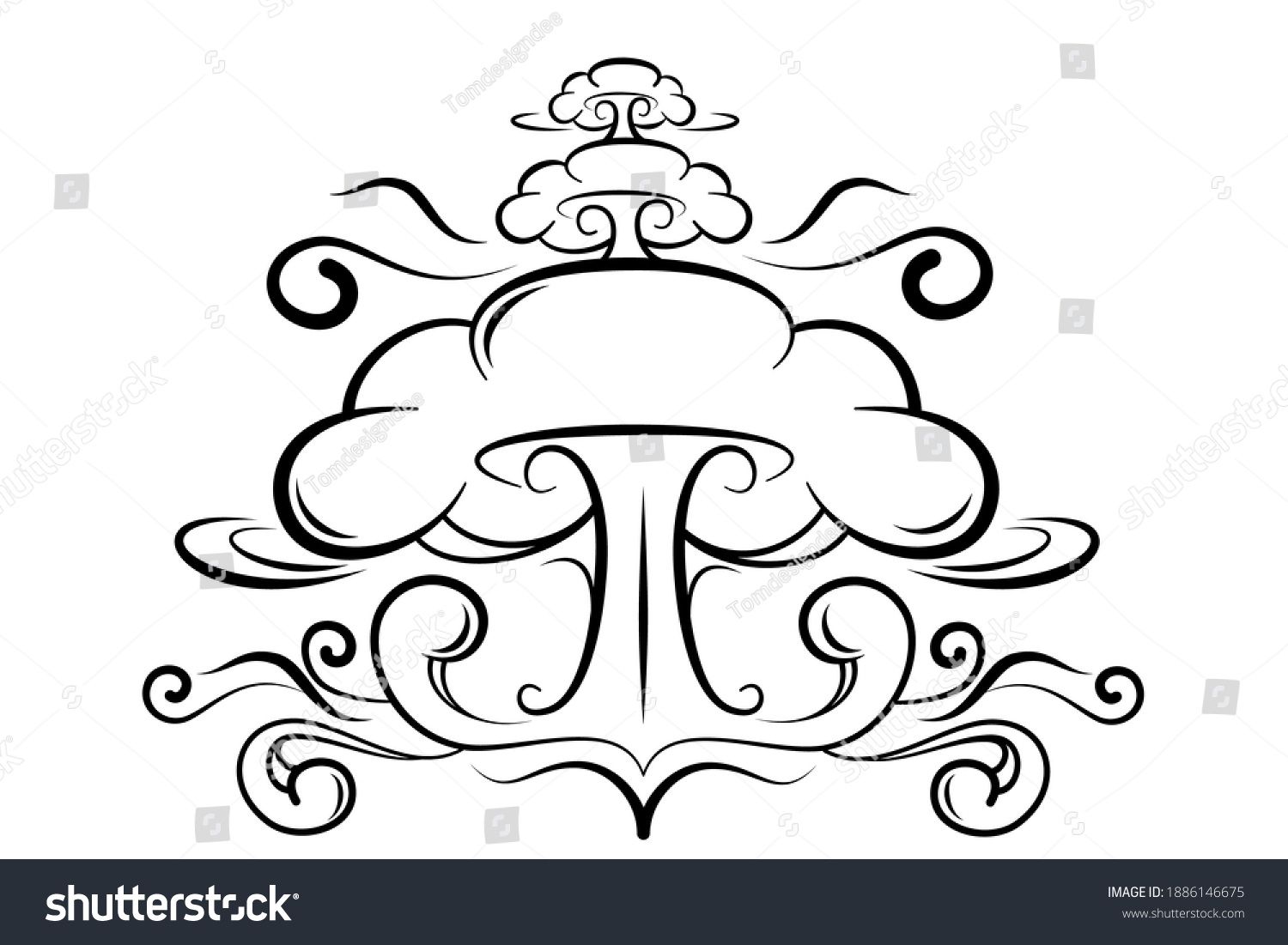 Abstract Cloud Line Drawing Vector Illustration Stock Vector (Royalty ...