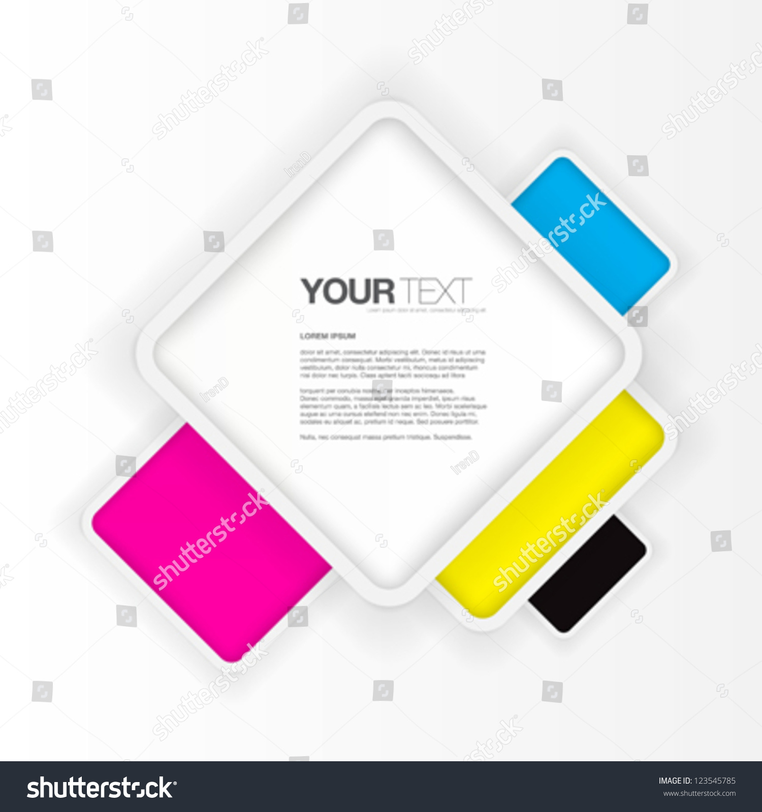 Abstract Cmyk Rounded Squares Text Box Design Vector - 123545785 ...