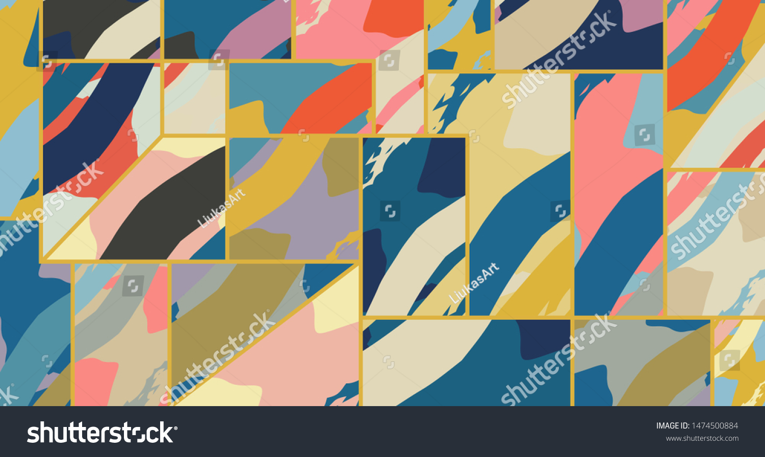 Abstract Collage Asymmetric Pattern Digital Freehand Stock Vector ...